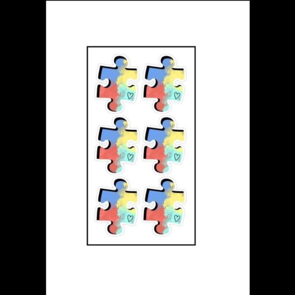 Design | 6x Watercolor Autistic Autism Puzzle Piece Laminated Stickers ...